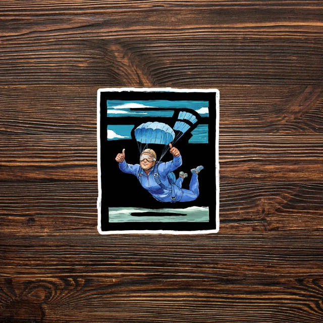 Skydiving Adventurer Sticker - Colorful Parachutist Illustrationphone ...