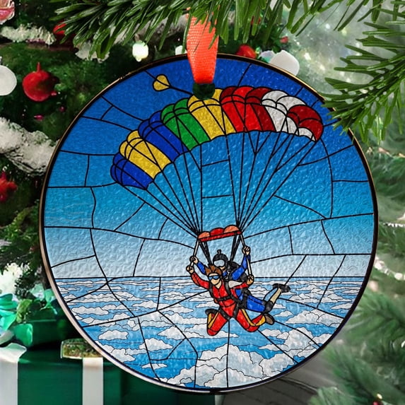 Skydiving Couple Glass Suncatcher, Glass Anniversary Gift, Adventure ...