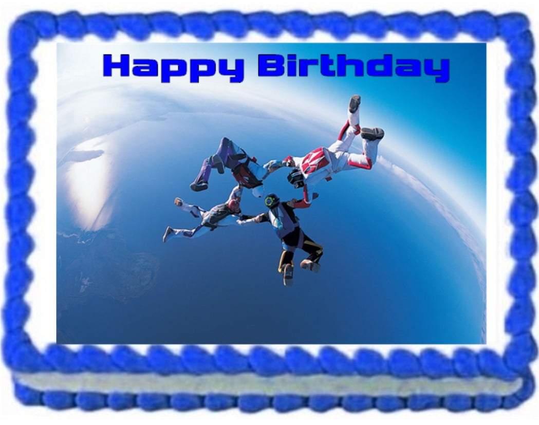 Skydiving Image Happy Birthday Edible Cake Topper Frosting Sheet ...