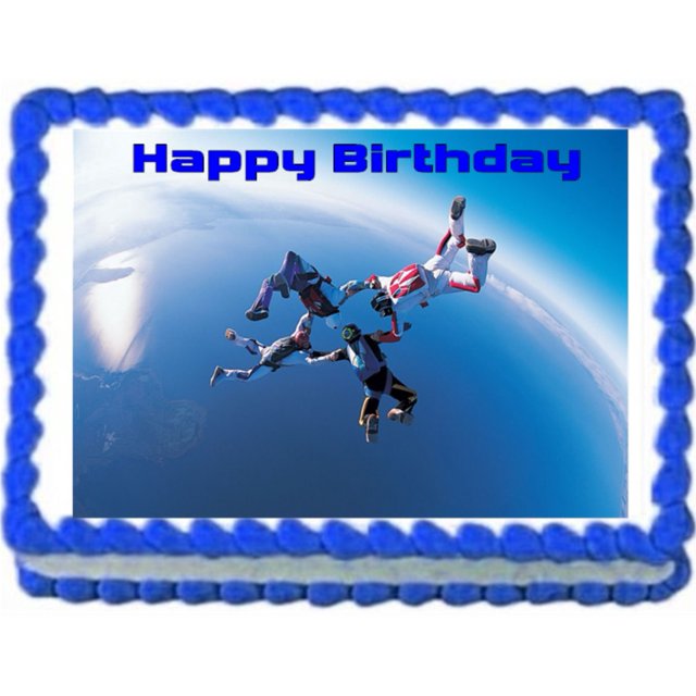 Skydiving Image Happy Birthday Edible Cake Topper Frosting Sheet ...