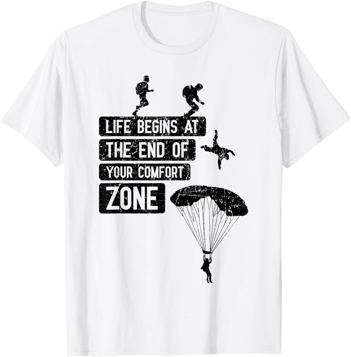 Skydiving Saying End of your Comfort Zone Cool Skydiver Gift T-Shirt ...