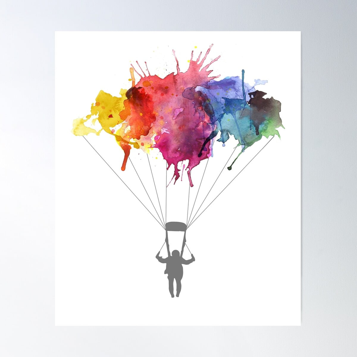 Skydiving, Skydiver Parachute, Parachuting. Watercolor Illustration ...