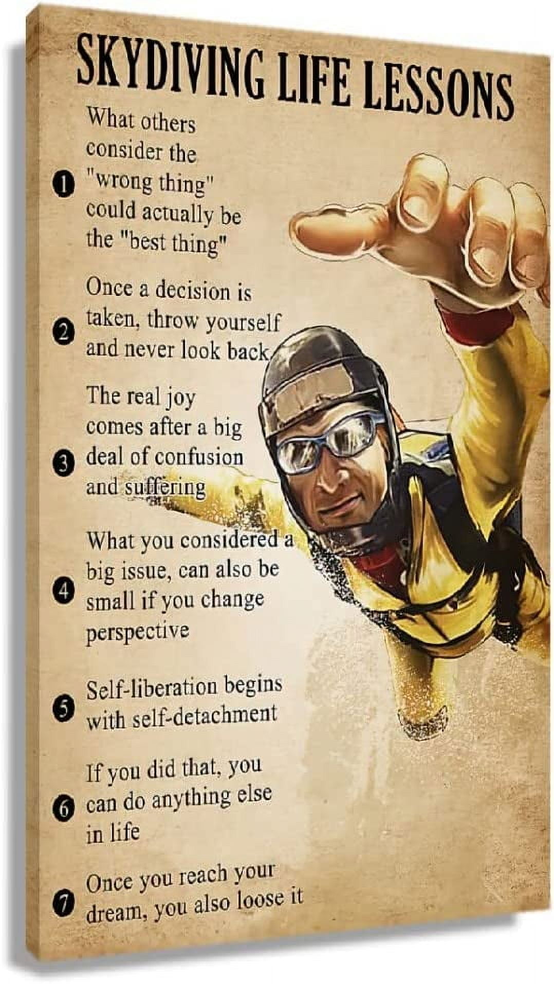 Skydiving Unframed Canvas Motivational Wall Art Quotes Poster ...