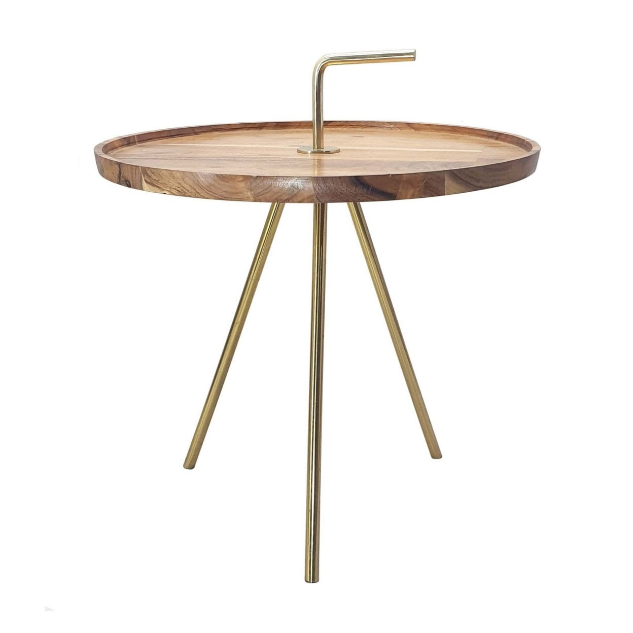 Skye 20 Inch Side Table, Round Wood Tabletop, Modern, Tri Metal Legs ...