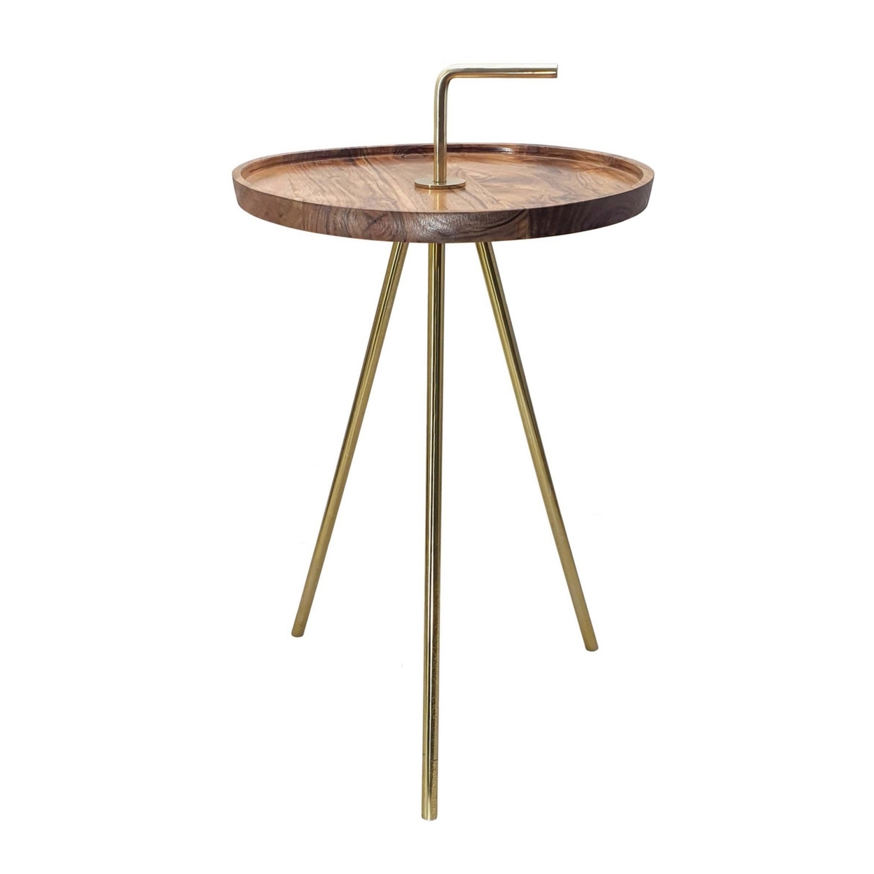 Skye 24 Inch Side Table Round Wood Tabletop Modern Tri Metal Legs Skye 24 Inch Side Table Round Wood Tabletop Modern Tri Metal Legs