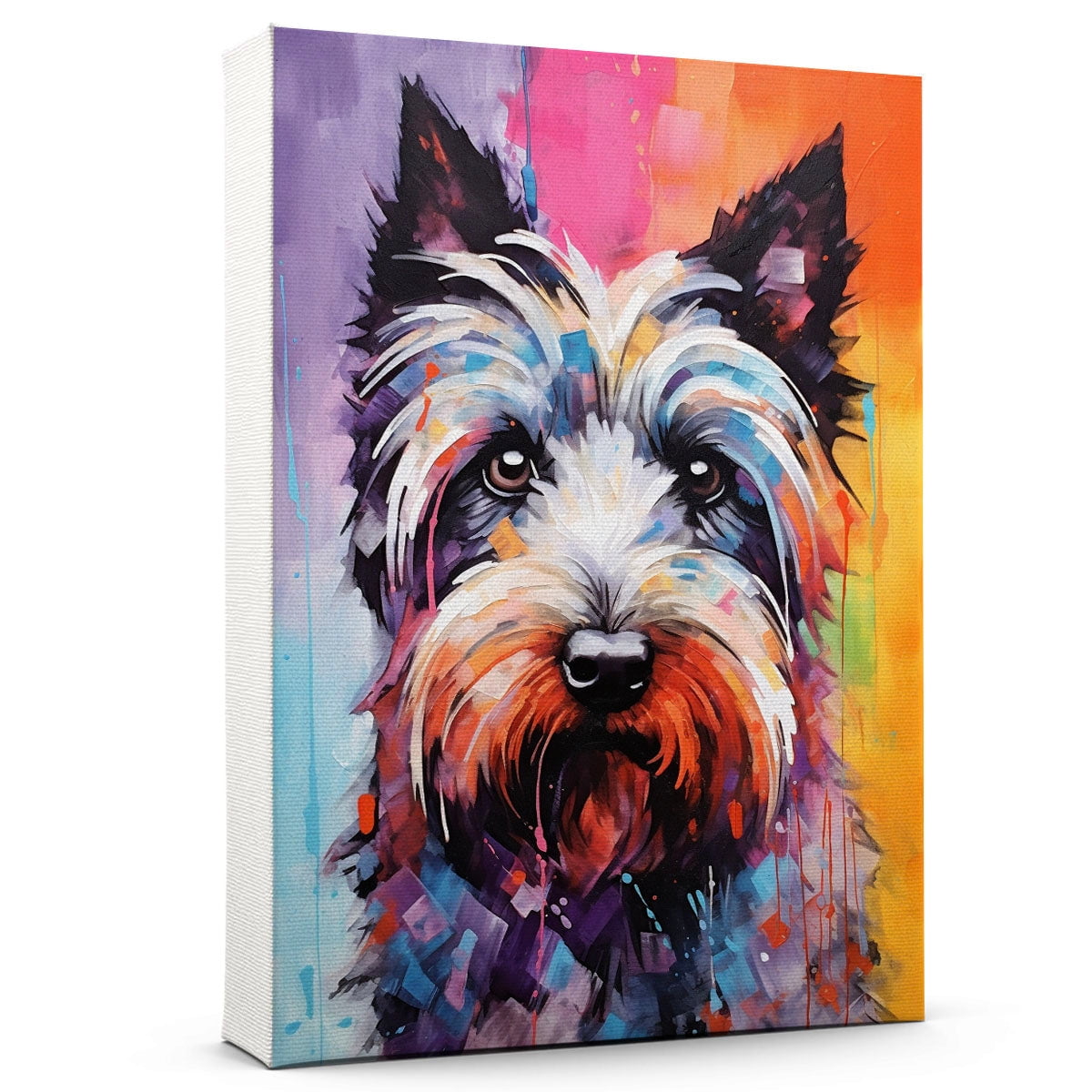 Skye Terrier Canvas Wall Art Famous Oil Paintings Monets Watercolor Dog ...