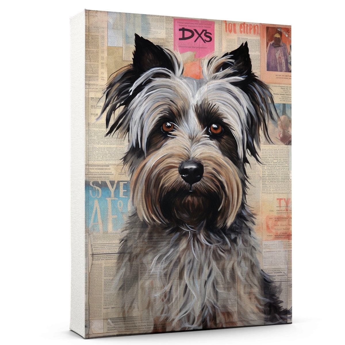 Skye Terrier Dog Read Newspapers Sitting Poster Prints on Canvas - Wall ...