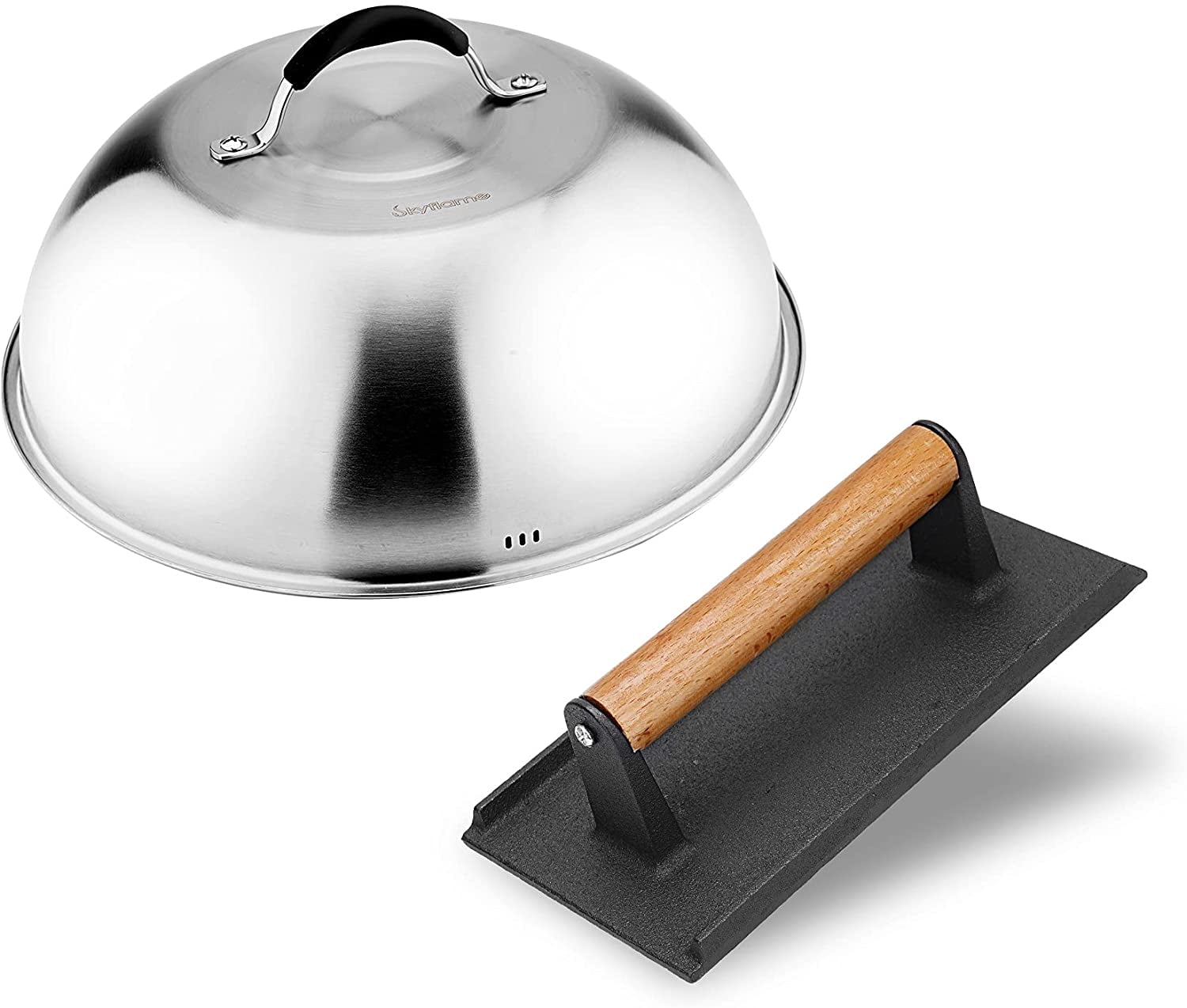Skyflame 12'' Cheese Melting Dome & 8'' Burger Press, 2pcs Griddle ...