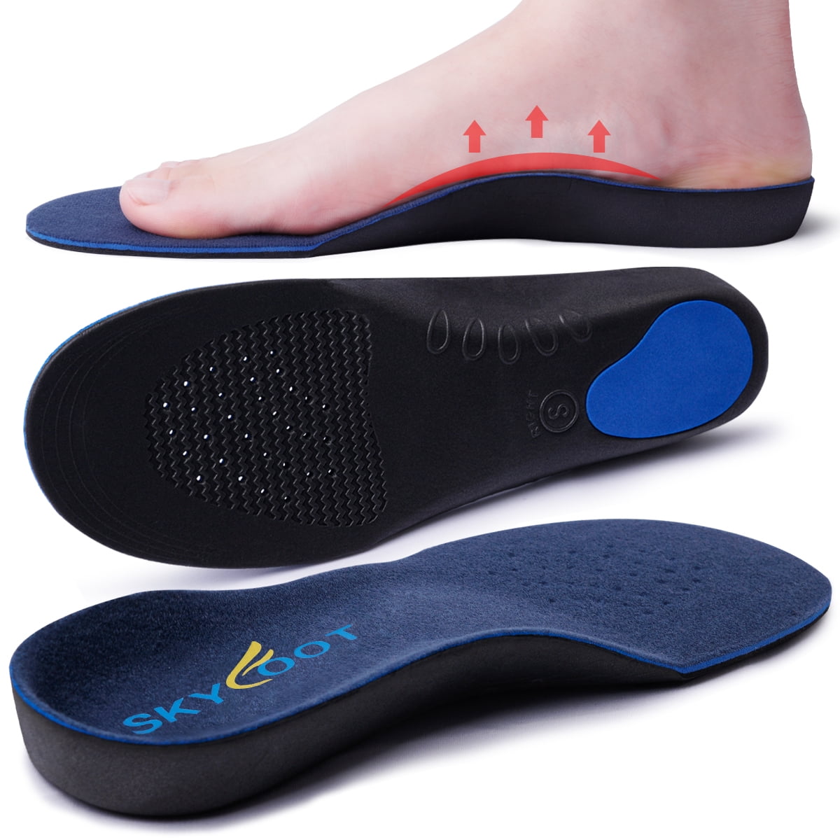Skyfoot Padded Heel Orthotic Insoles - Arch Support Shoe Inserts for ...