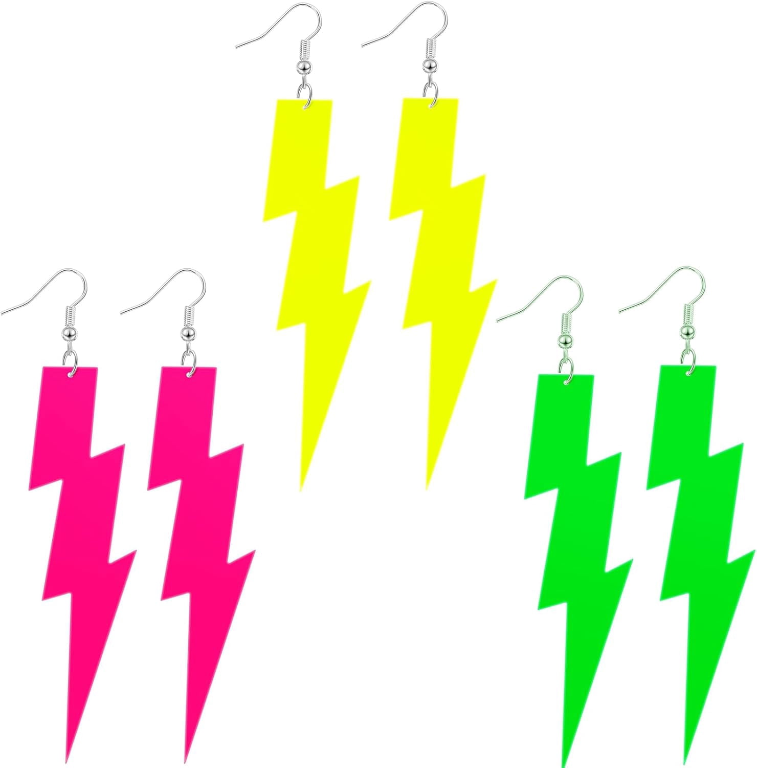 Skyfun 80s 90s Neon Earrings for Women Large Retro Geometry Pendant ...