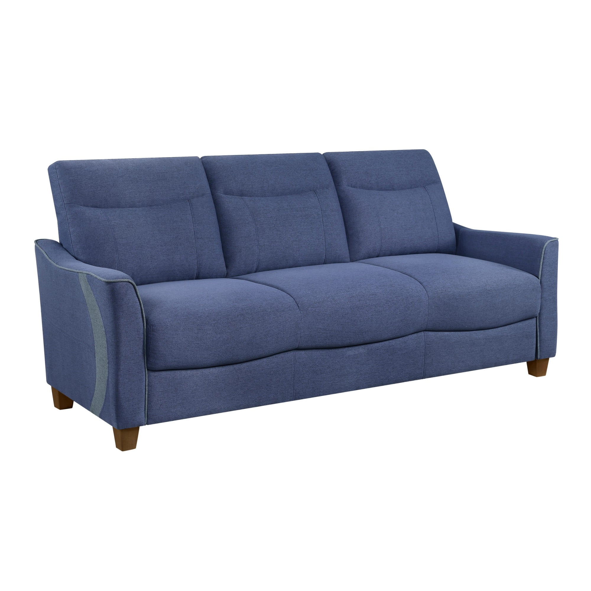Skylar 78 Inch Sofa, Blue Polyester, Sturdy Solid Wood Frame, Track ...