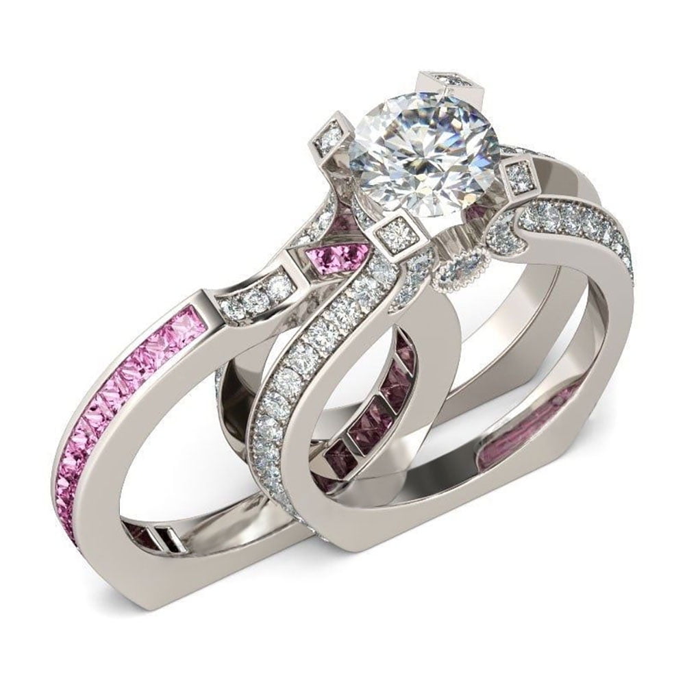Skylar Wedding Ring Set for Women Engagement Ring and Matching Band Cz ...