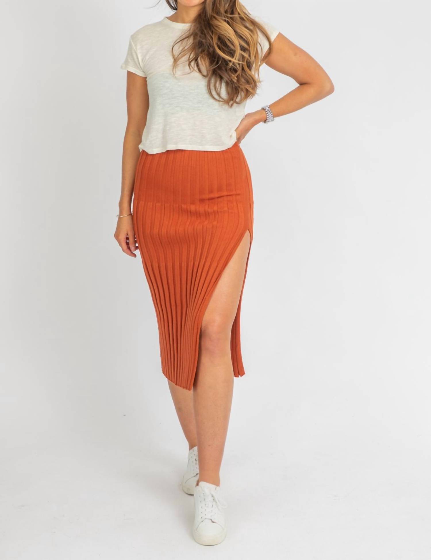 Skylar + Madison Sugar Almond Slit Knit Midi - Walmart.com