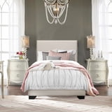 Skylar Nailhead Trim Upholstered Twin Platform Bed, Beige - Walmart.com