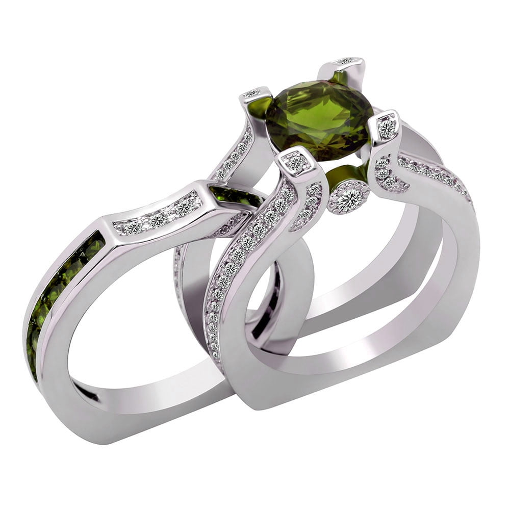 Skylar Wedding Ring Set for Women Engagement Ring and Matching Band Cz ...