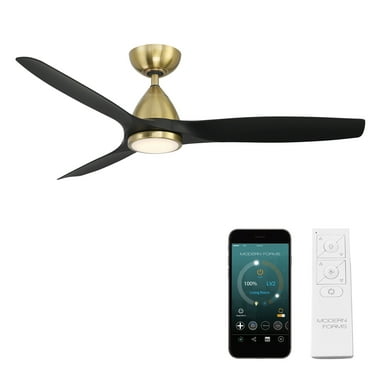 Corona 52" Matte Black Dimmable LED Smart Flush Mount Ceiling Fan with ...