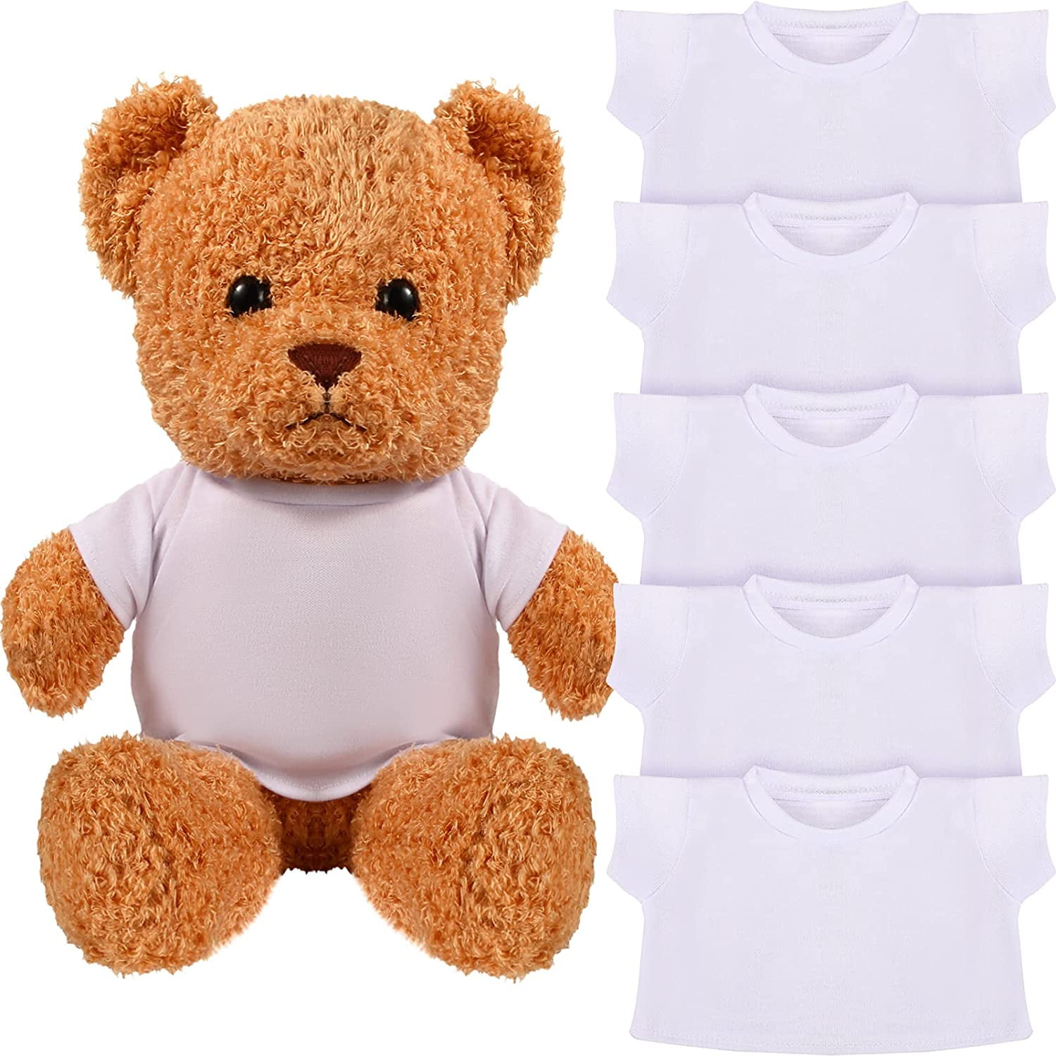 Skylety 6 Pcs Bear Clothes Basic Bear Tee Shirt Classic Stuffed Animal ...