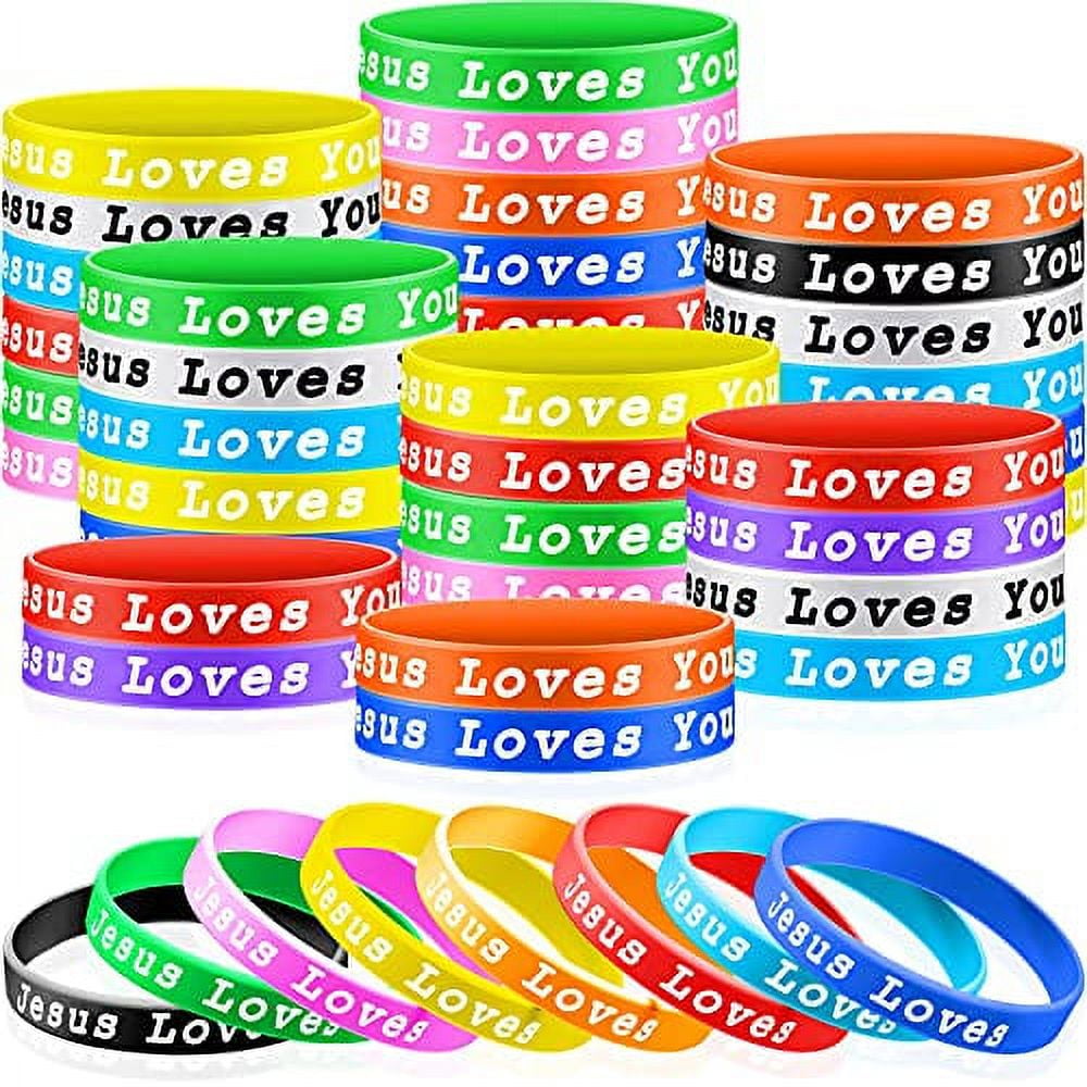 Skylety Jesus Loves You Silicone Wristbands Rubber Wristbands Colorful ...