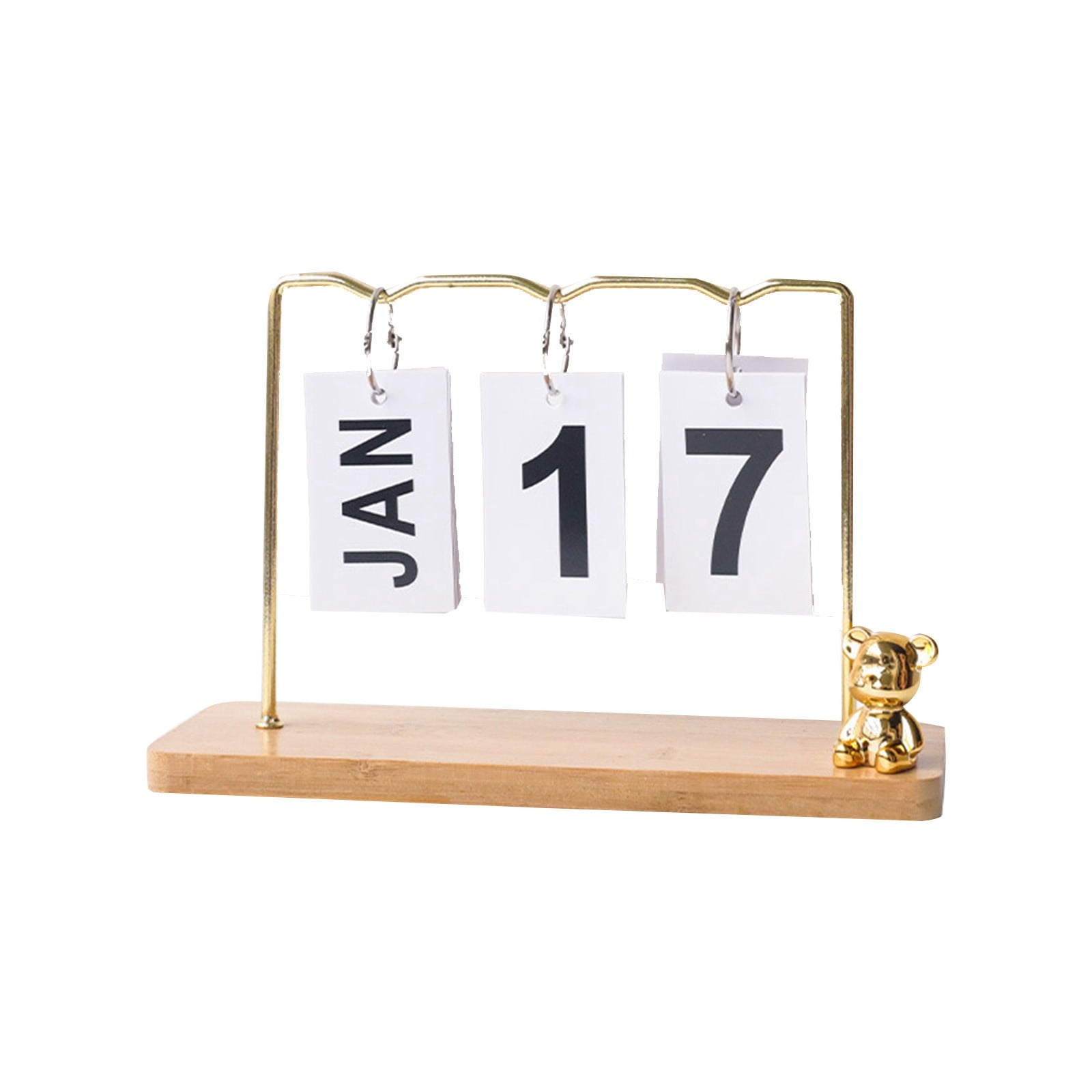 Skylight Calendar Modern Wooden Bear Page Flip Calendar Holder Natural ...