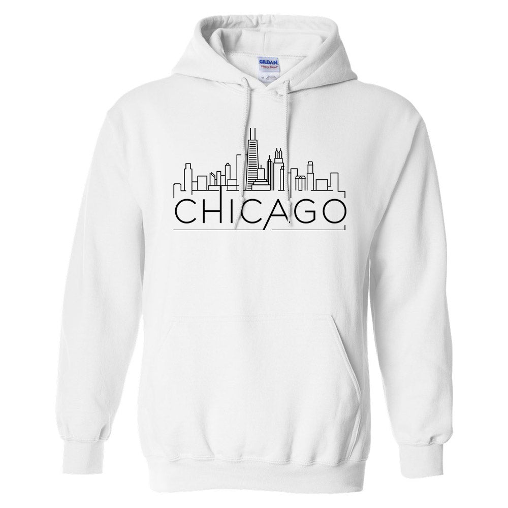 Skyline Chicago Illinois Hoodie Sweatshirt Unisex Large White - Walmart.com