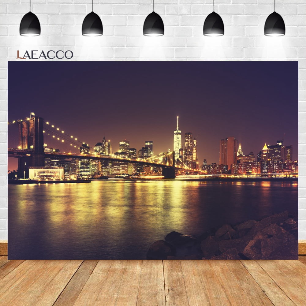 Skyline City Night Landscape Photography Backdrop Business Modern City ...