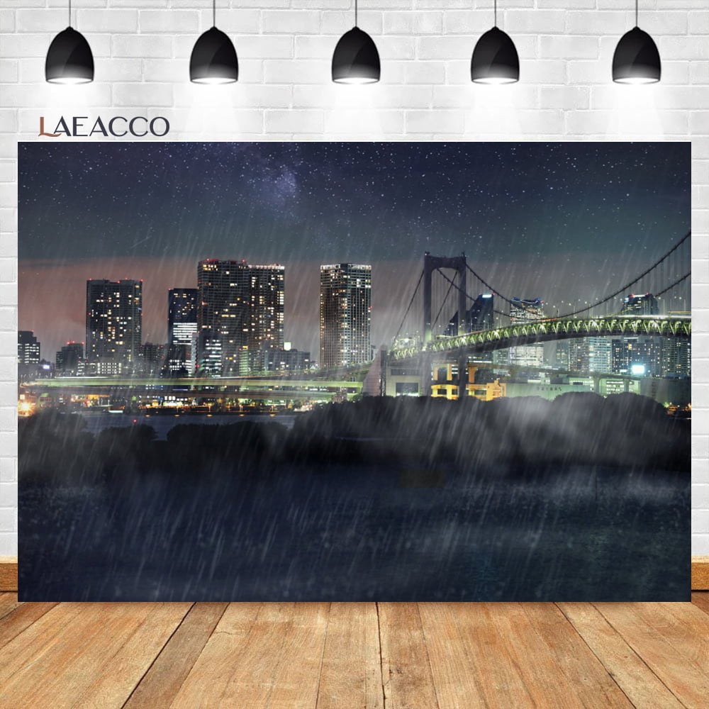 Skyline City Night Landscape Photography Backdrop Business Modern City ...