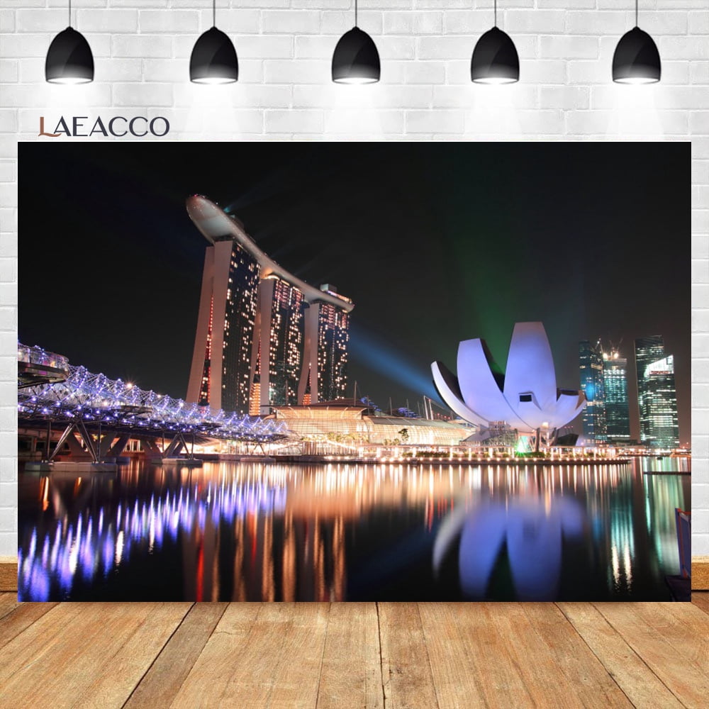 Skyline City Night Landscape Photography Backdrop Business Modern City ...