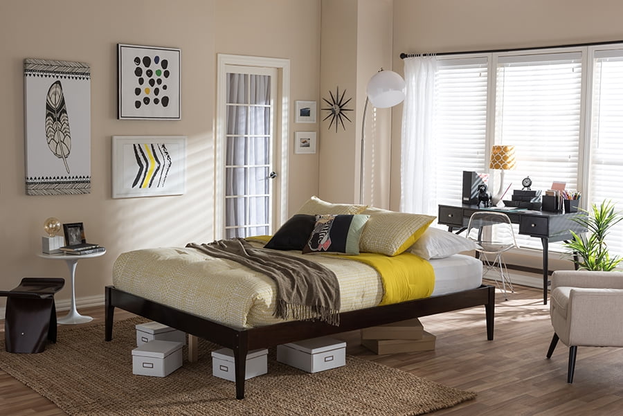 Skyline Decor Cappuccino Finishing Solid Wood Queen Size Bed Frame ...