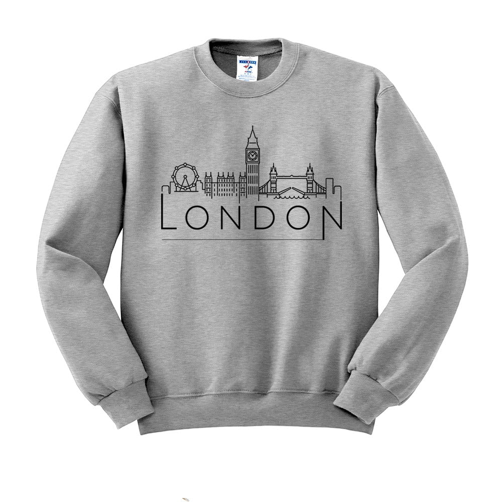 Skyline London England Sweatshirt Unisex Large Grey - Walmart.com