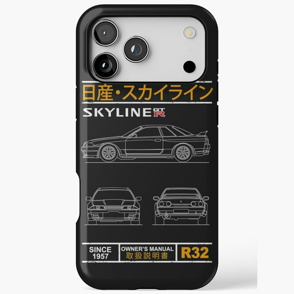 Skyline R32 blueprint performance art iPhone Case 17 through 11 Pro Max - Walmart.com