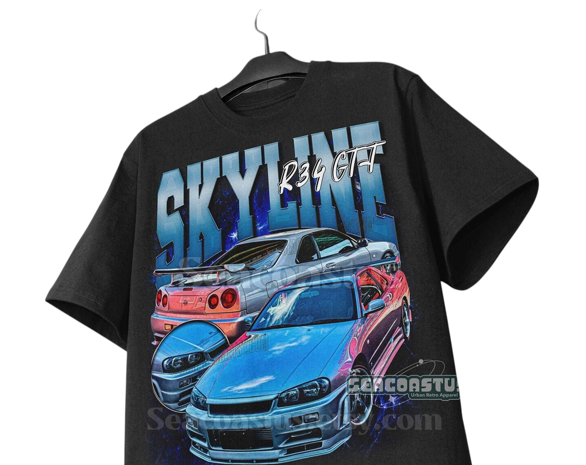 Skyline R34 Vintage T-Shirt, R34 Jdm Graphic T-Shirt, Retro 90'S Fans ...