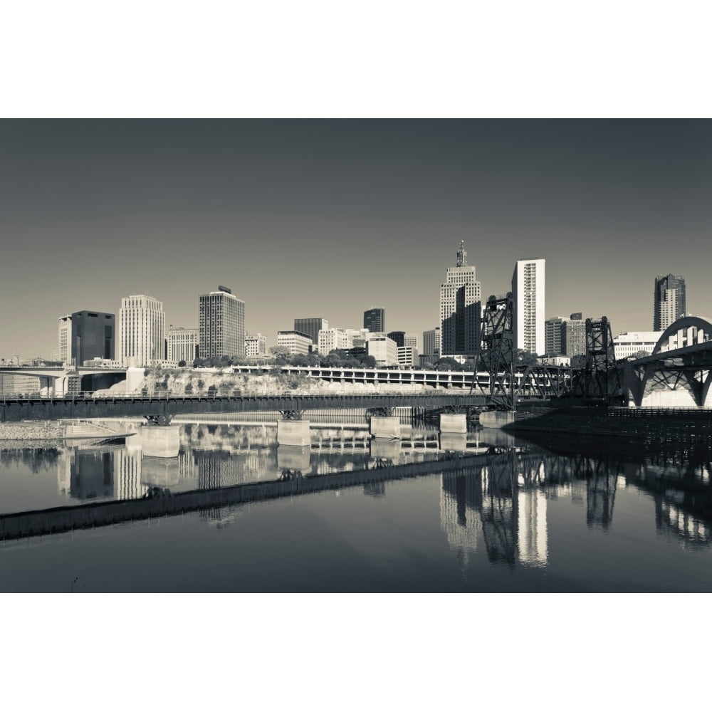 Skyline from Raspberry Island St Paul Minneapolis Minnesota USA Poster ...