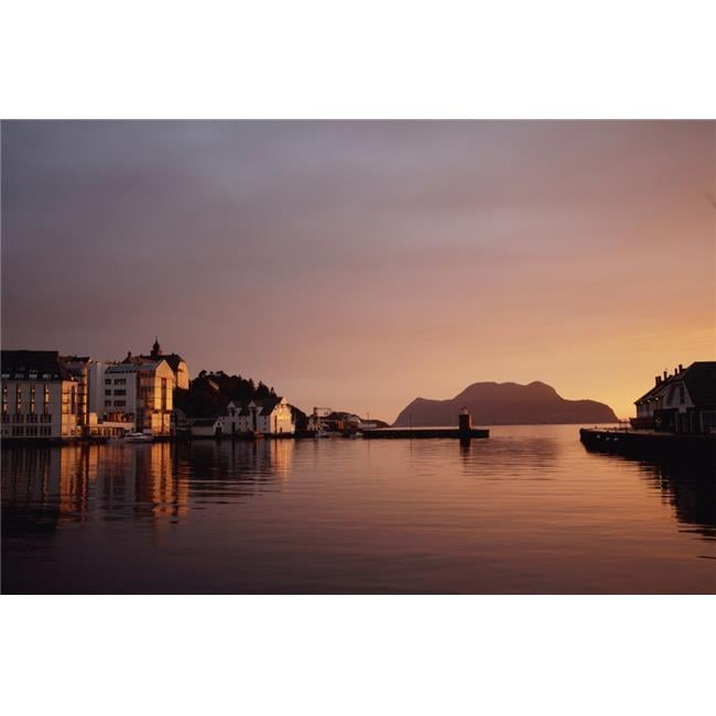 Skyline of Town At Dusk Poster Print, 38 x 24 - Large - Walmart.com