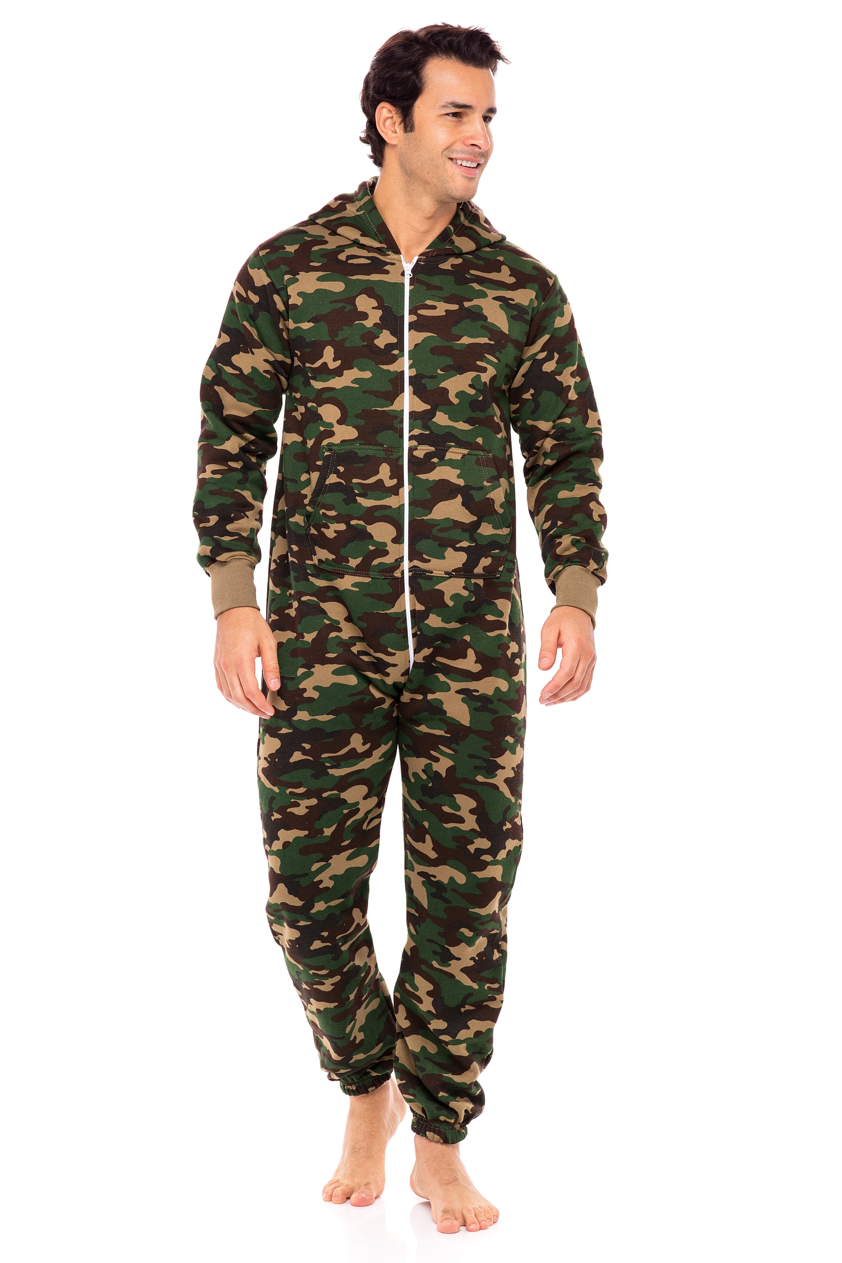 Skylinewears Mens Hooded One Piece Pajamas Adult Non Footed Printed