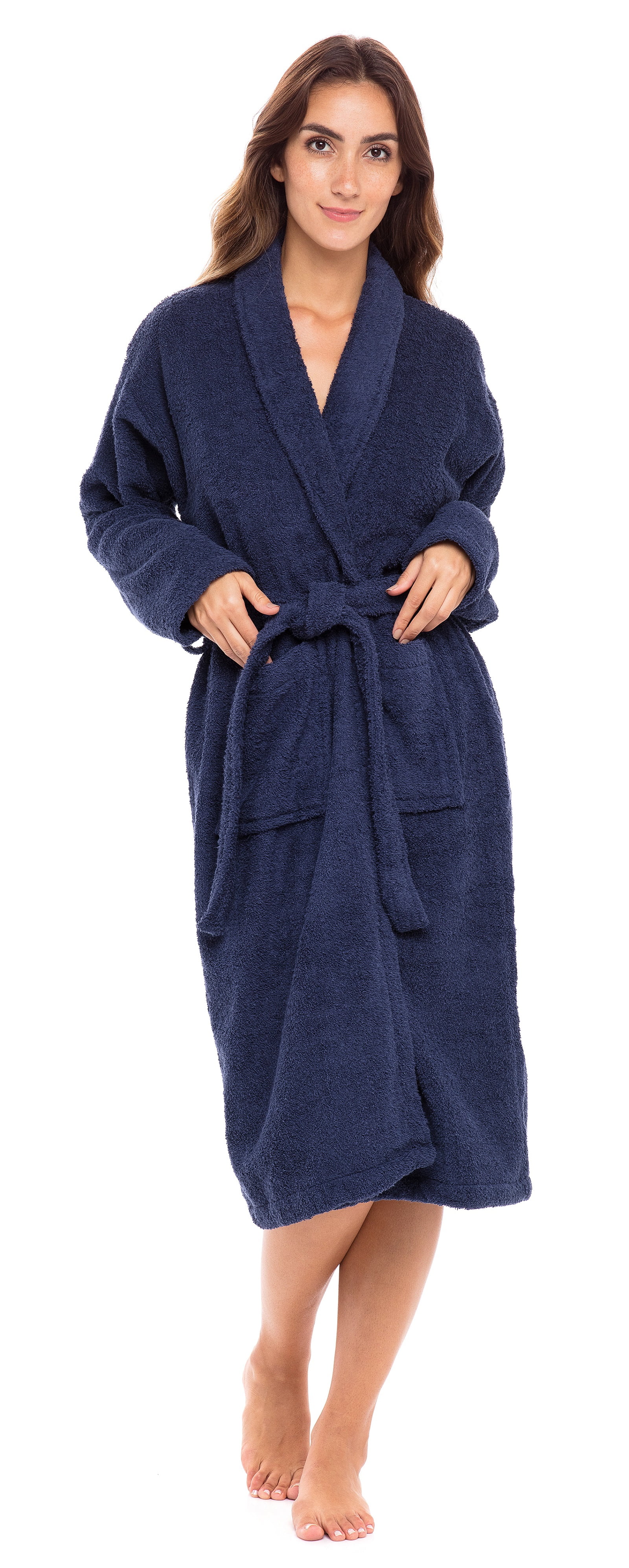 Skylinewears Women's Absorbent Terry Cloth Bathrobe, Cotton Spa Shower ...
