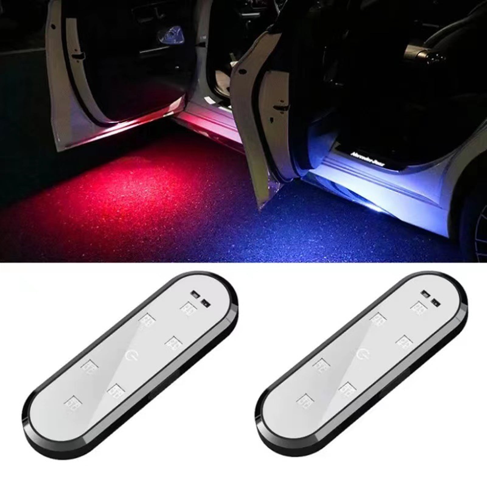 Skymirror 1/2Pcs Wireless Car Door Warning Lights 7 Colors Infrared ...