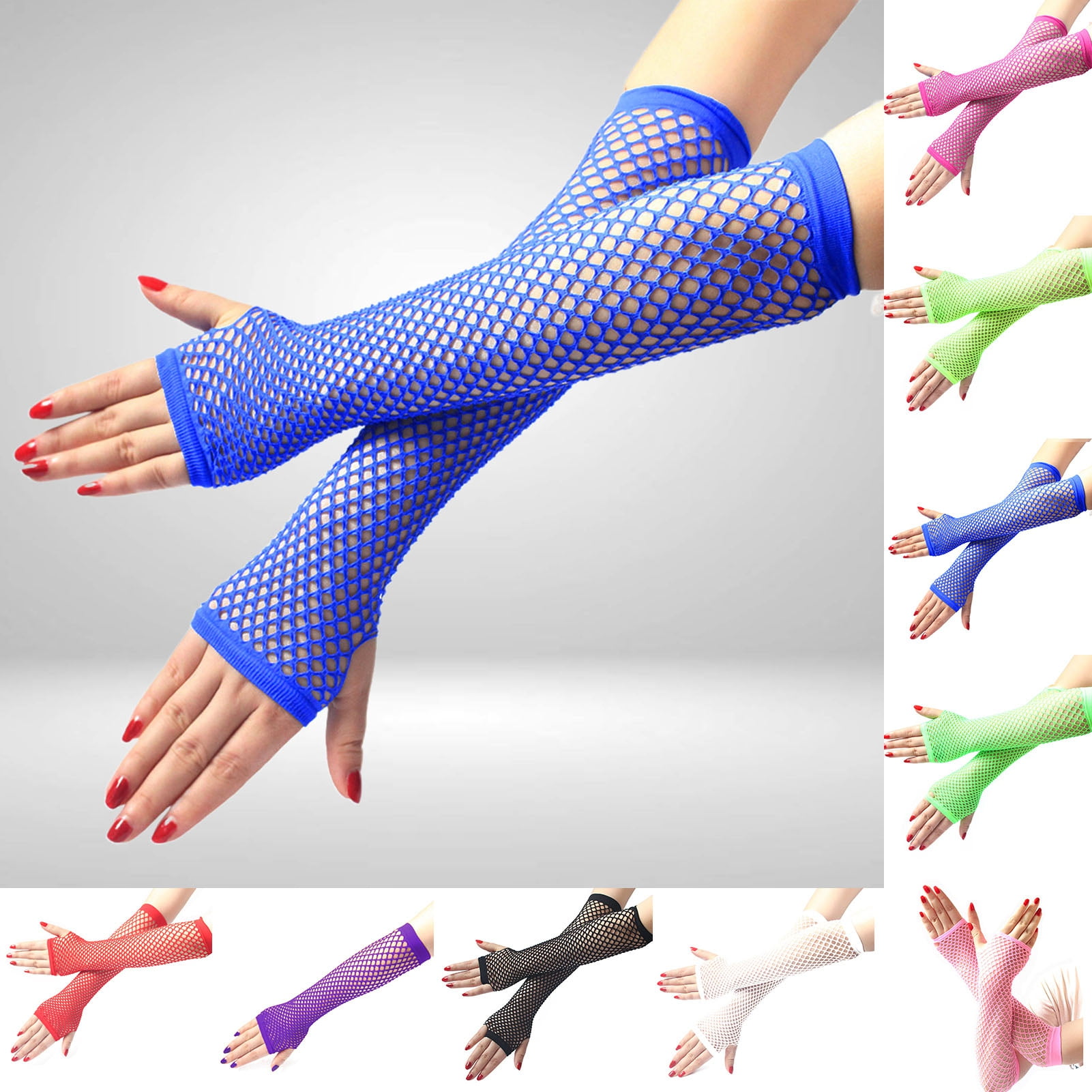 Skymirror 1 Pair High Elastic Fishnet Gloves Arm Cover Nylon Elbow ...