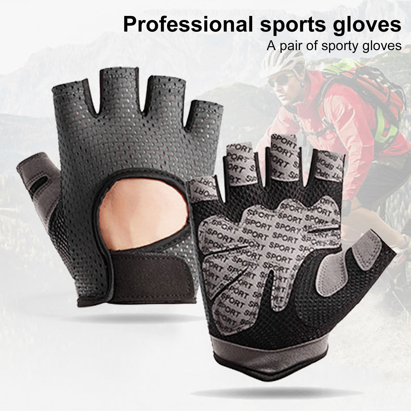 Skymirror 1 Pair Sport Gloves Hollow Mesh Half Finger Unisex Anti slip ...