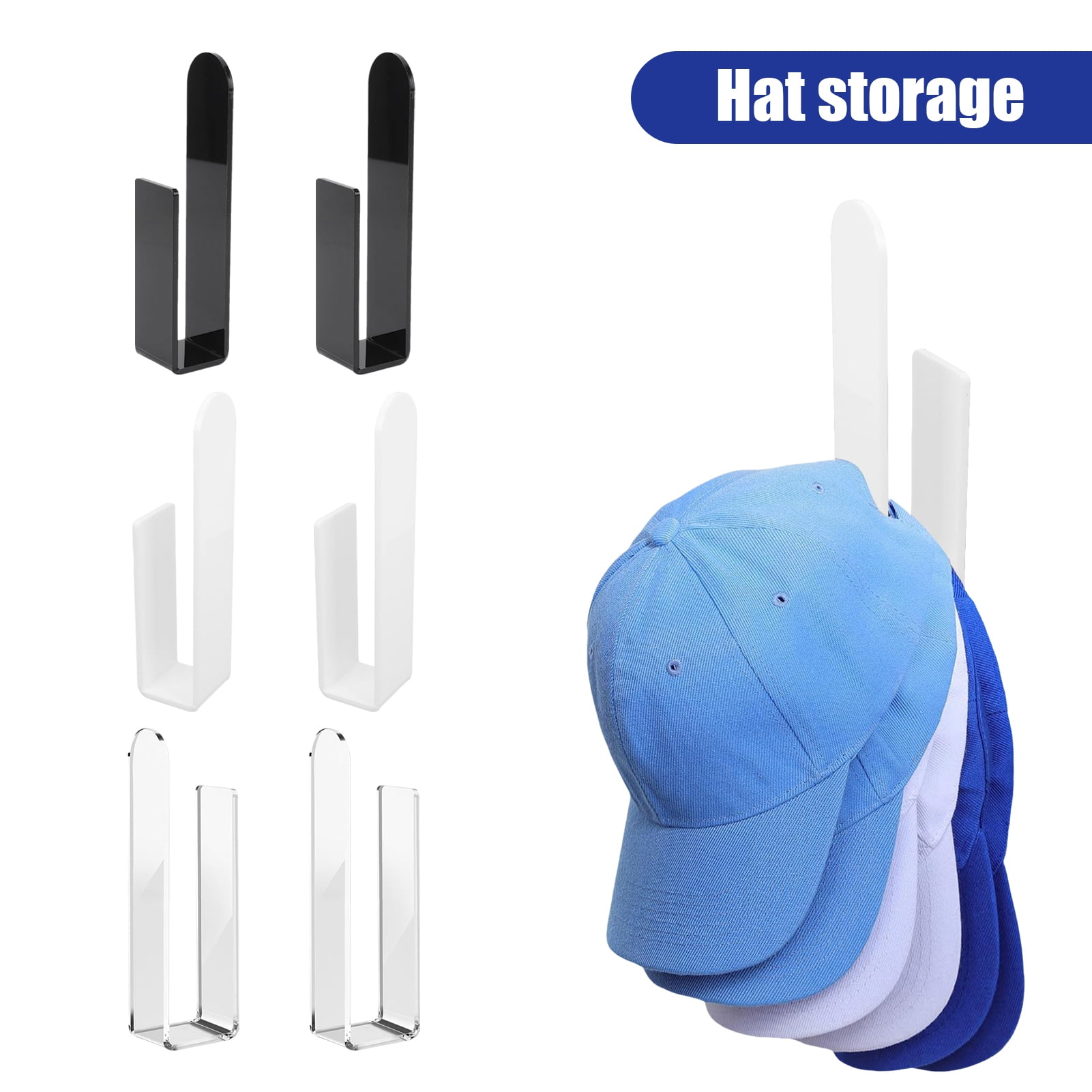 Skymirror 2/4/6/8Pcs Baseball Cap Holder Wall Mounted Hat Organizer ...