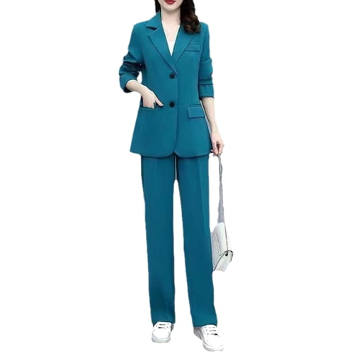 Skymirror 2 Pcs/Set Women Coat Pants Suit Formal Business Style Lapel ...