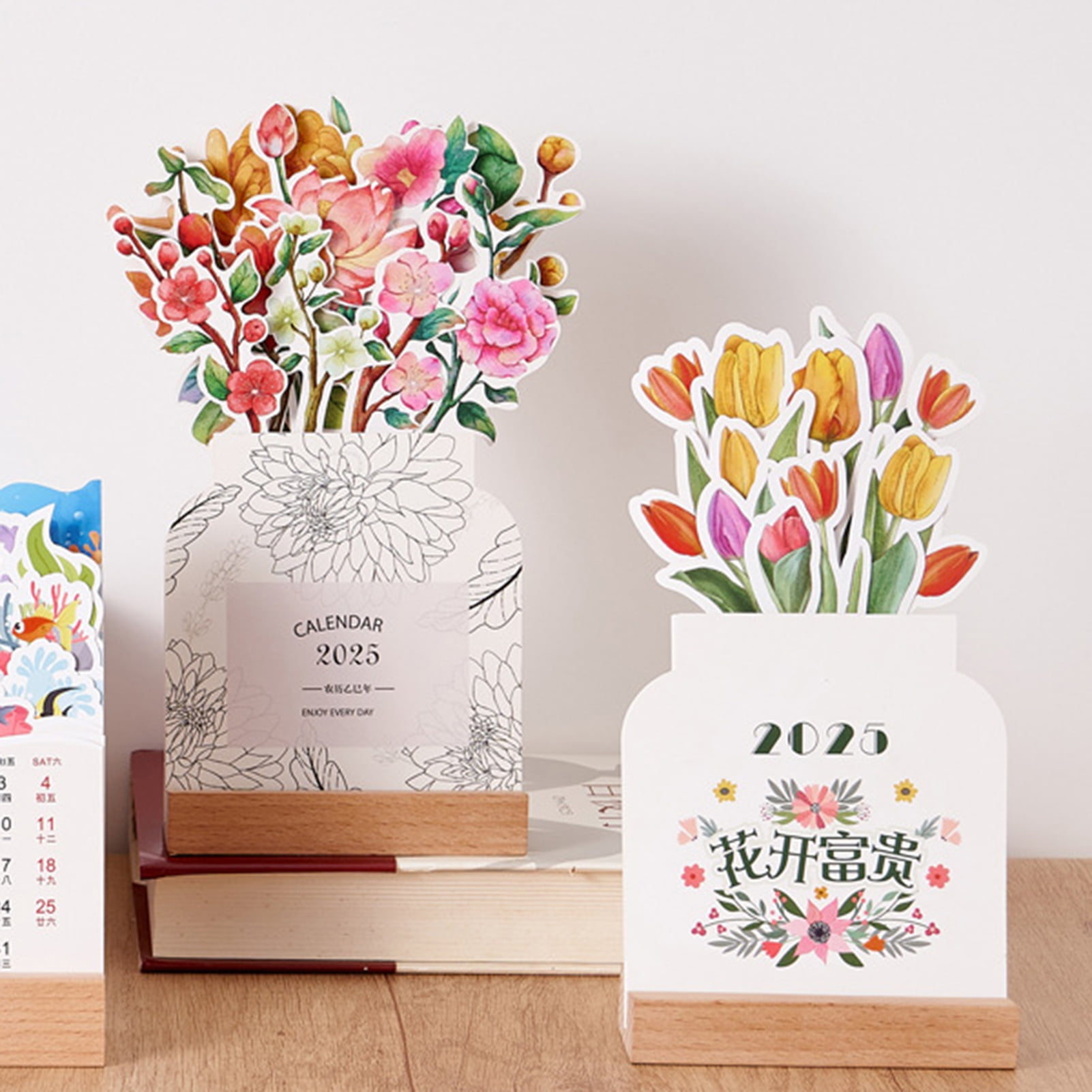 Skymirror 2025 Blooming Flowers Calendar Standing Flower Desk Calendar ...