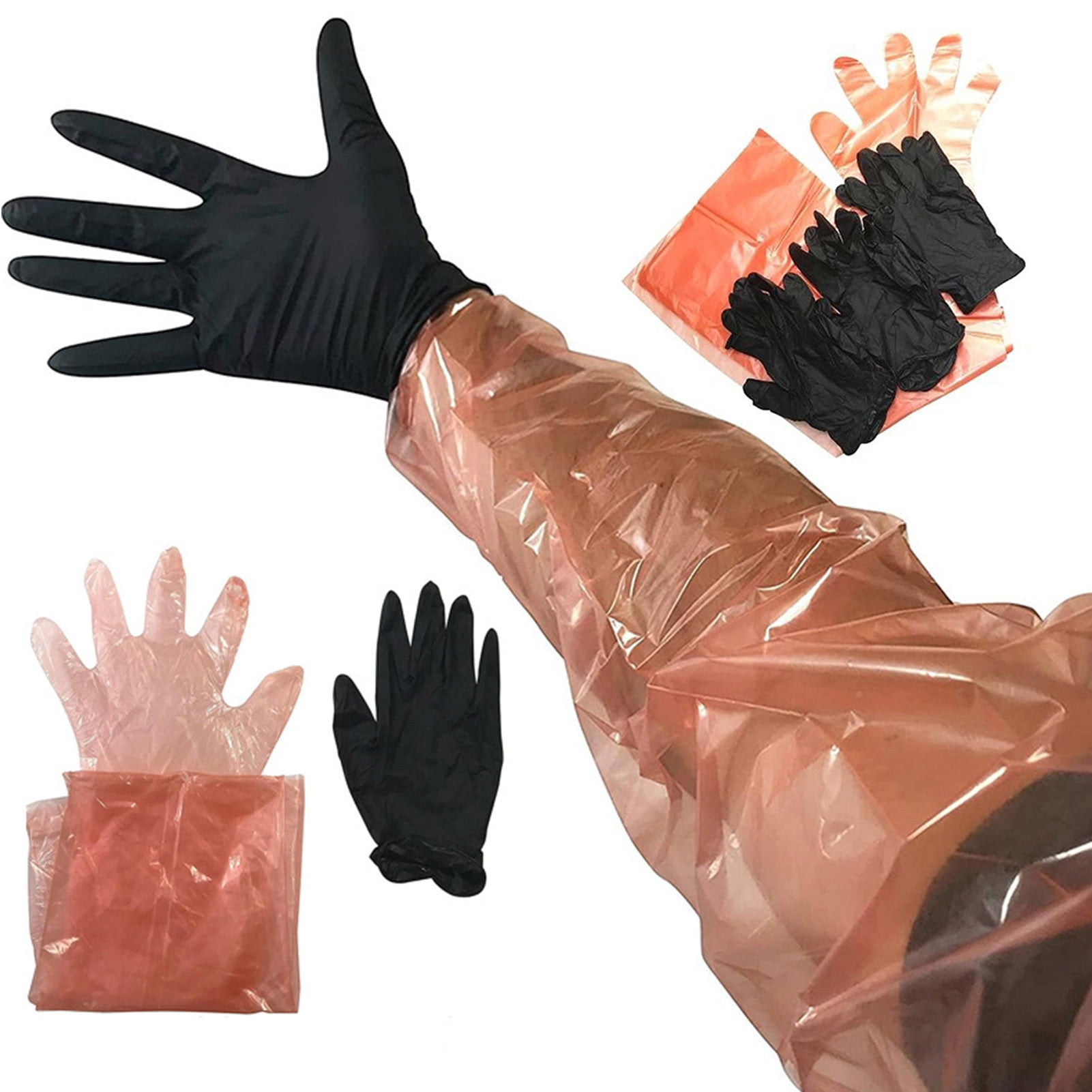 Skymirror 48 Pcs Disposable Butchering Gloves Long And Short Gutting ...