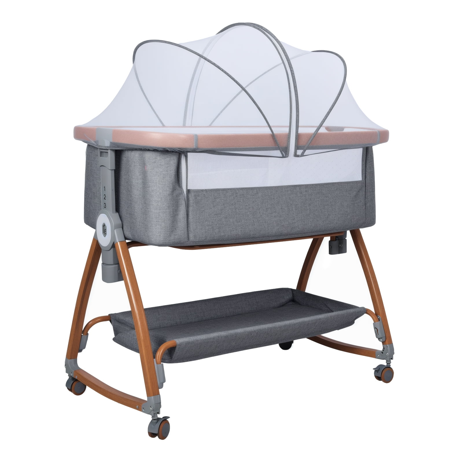 Skymirror Baby Bedside Crib, Bassinet with Large Curvature Cradle ...