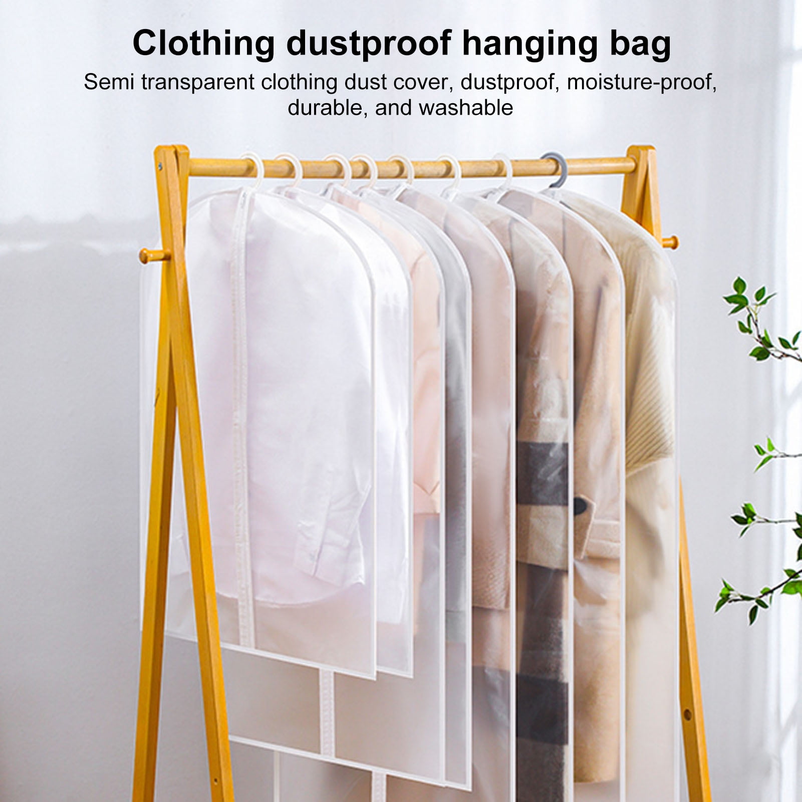 Skymirror Clothing Dust Cover Transparent with Hanging Hook Zipper ...