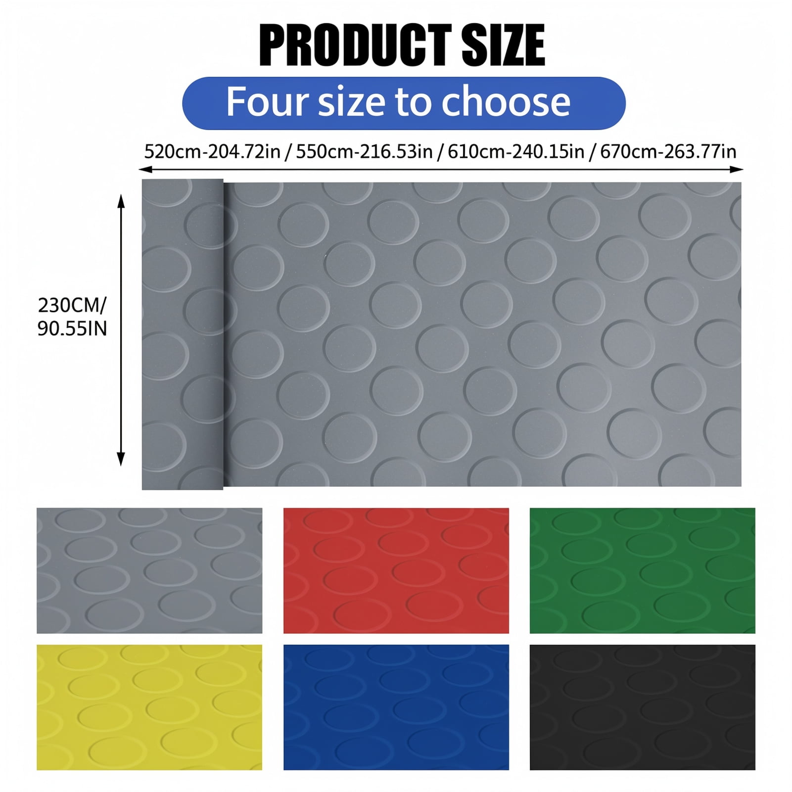 Skymirror Coin Pattern Garage Floor Mat, Anti-slip Texture PVC Garage ...
