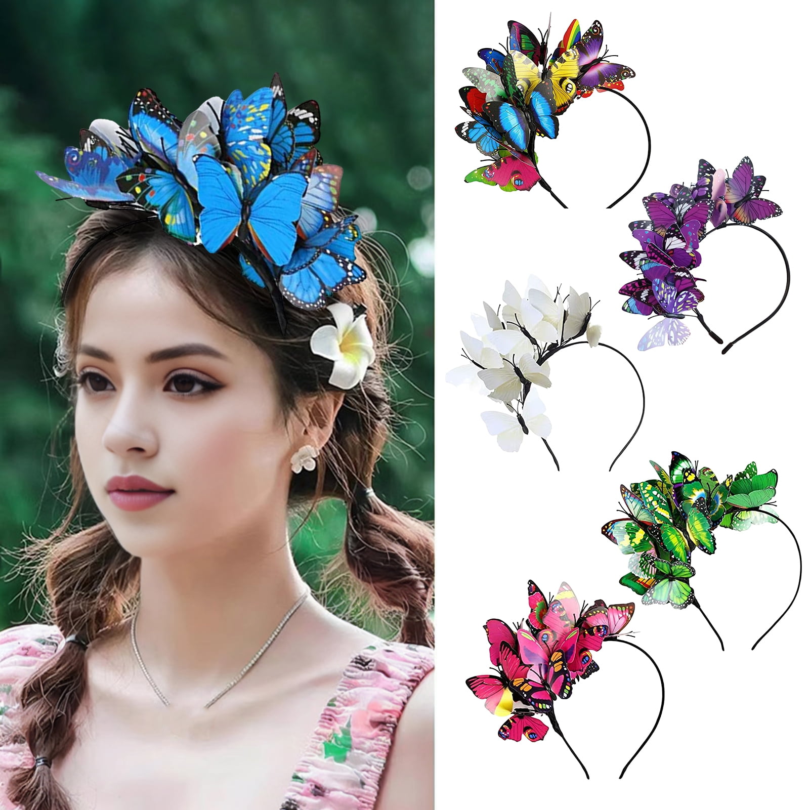 Skymirror Colorful Butterflies Hair Hoop Girl Headband Crown Adjustable ...