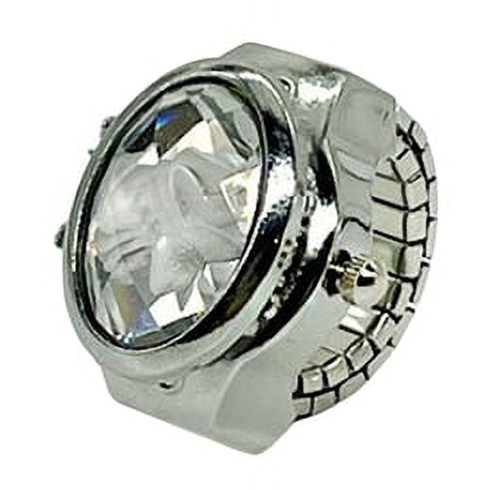 Skymirror Colorful Rhinestone Ring Watch with Flip Cover Elastic ...