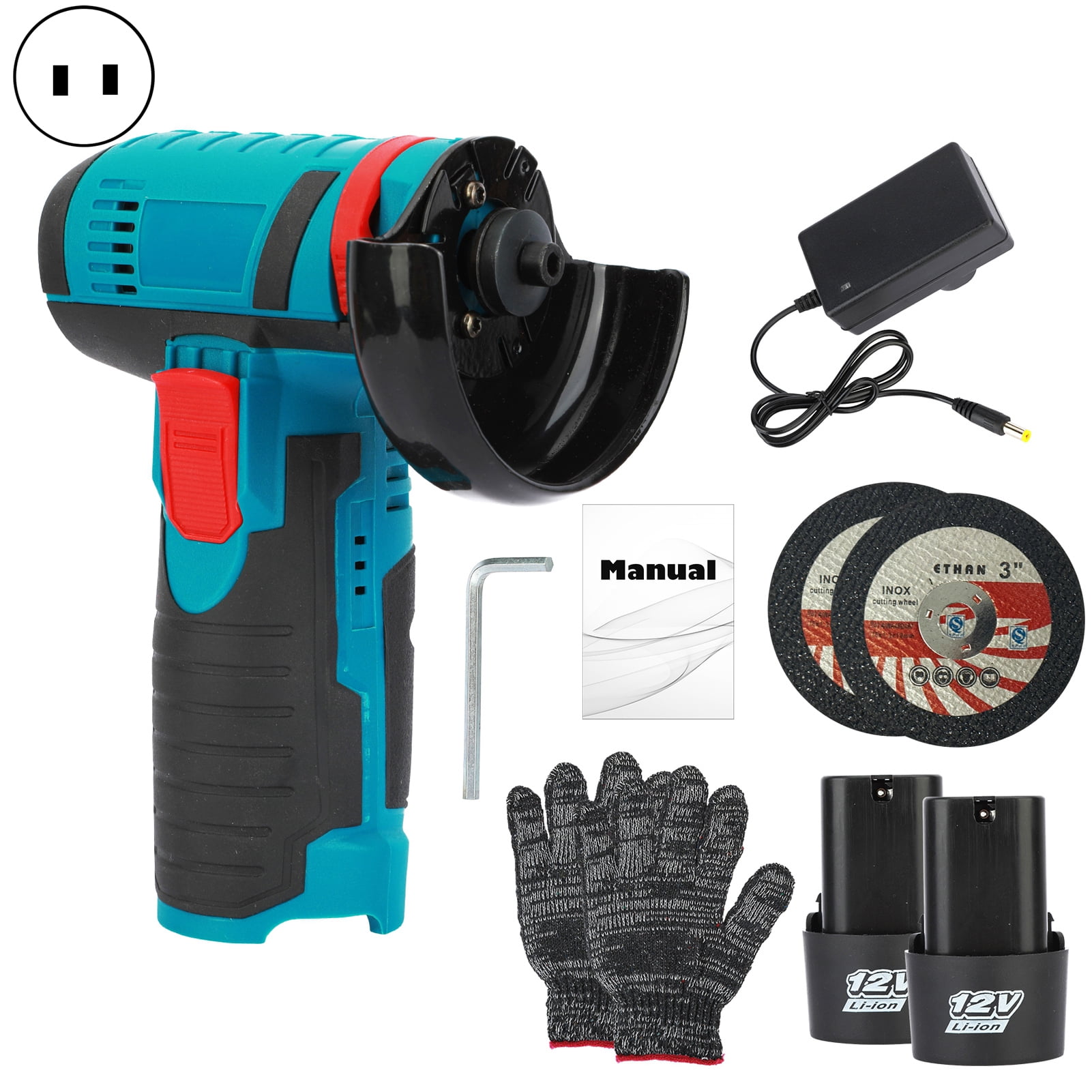 Skymirror Cordless Angle Grinder, 12V Battery Mini Brushless Power ...