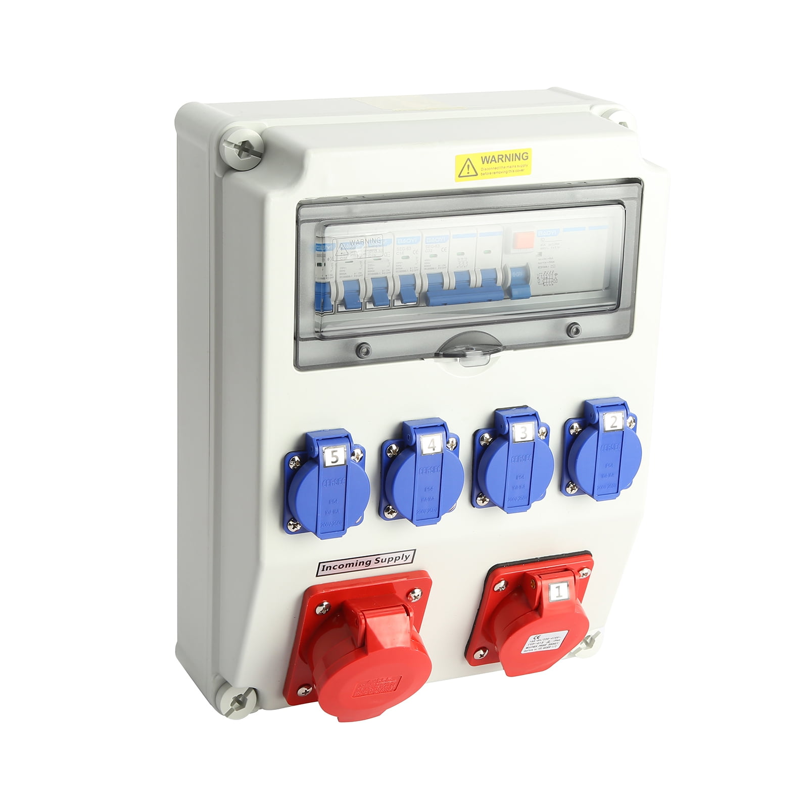Skymirror Distribution Box 5-Socket Leakage Protection 4P 400V 40A Wall ...