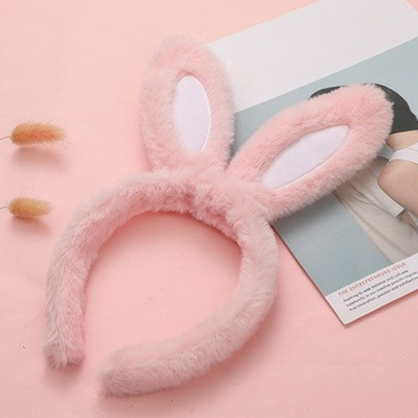 Skymirror Easter Bunny Ear Headband Patchwork Color Soft Plush Hair Hoop Washing Face Bathroom ...